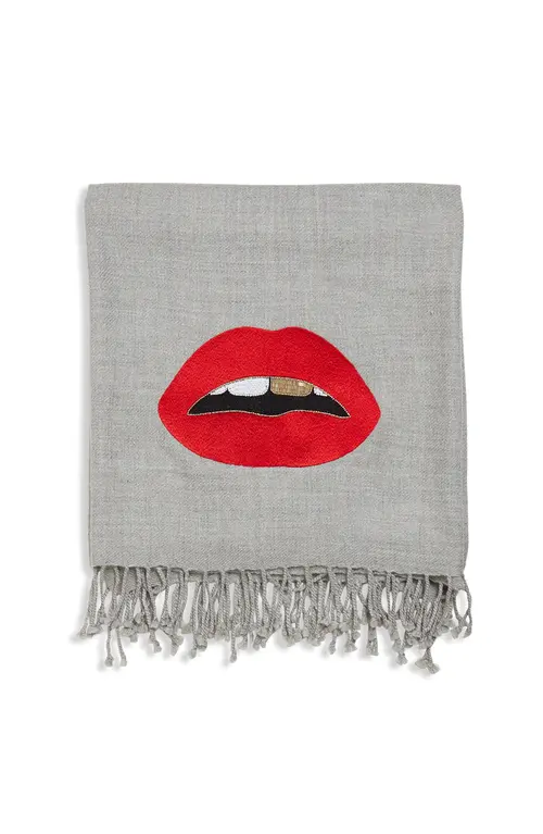 Jonathan Adler Lips Embellished Throw - Grey