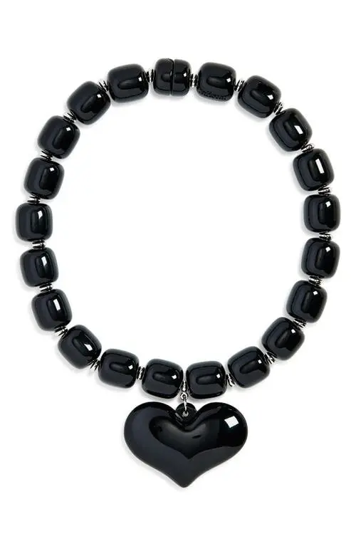 JULIETTA Amore Heart Pendant Collar Necklace - Black