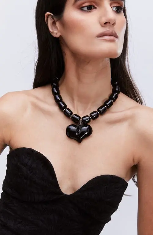 JULIETTA Amore Heart Pendant Collar Necklace - Black