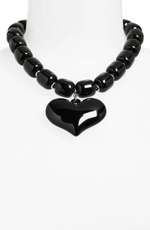 JULIETTA Amore Heart Pendant Collar Necklace - Black