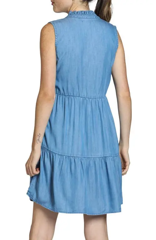 APNY Sleeveless Tiered Lyocell Dress - Light Indigo