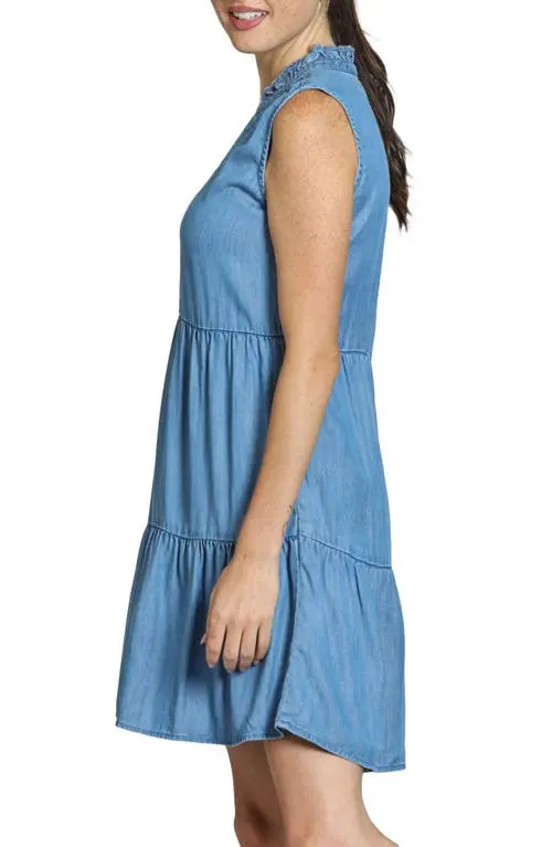 APNY Sleeveless Tiered Lyocell Dress - Light Indigo