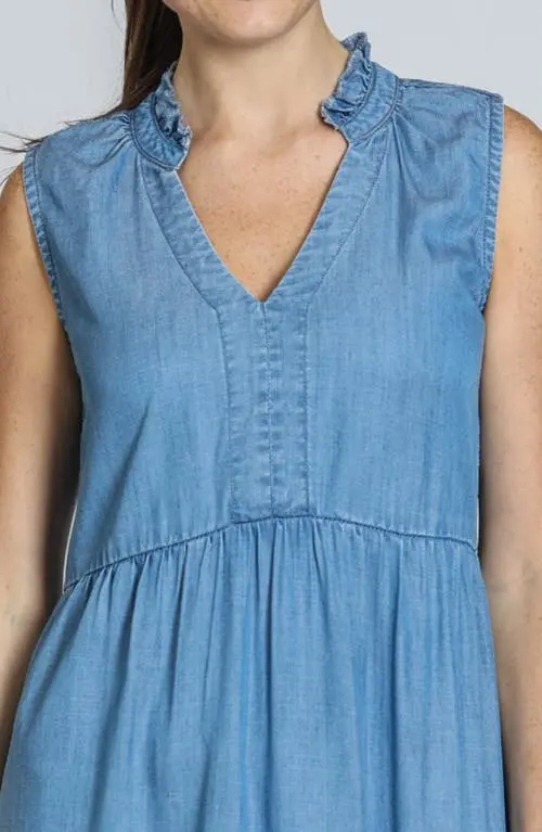 APNY Sleeveless Tiered Lyocell Dress - Light Indigo