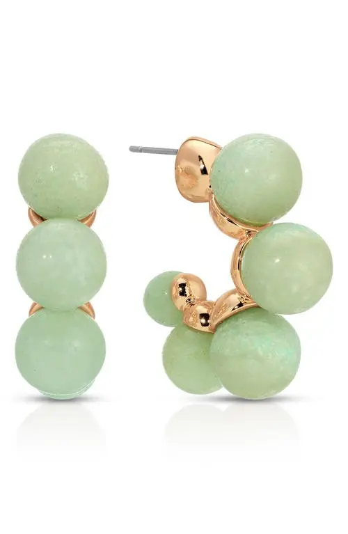 Ettika Semiprecious Stone Hoop Earrings - Amazonite And Gold