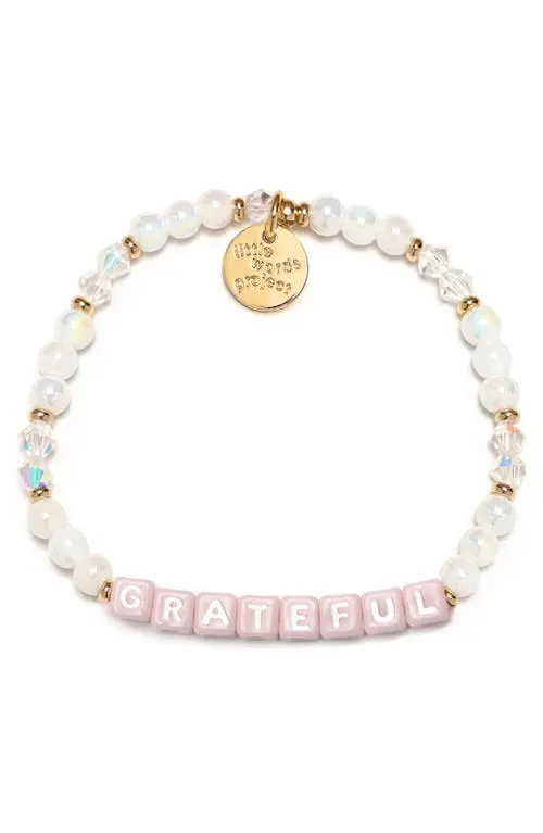 LITTLE WORDS PROJECT Grateful Beaded Stretch Bracelet - White
