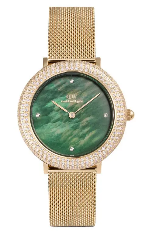 DANIEL WELLINGTON Crystal Bezel Ever Green Watch - Gold