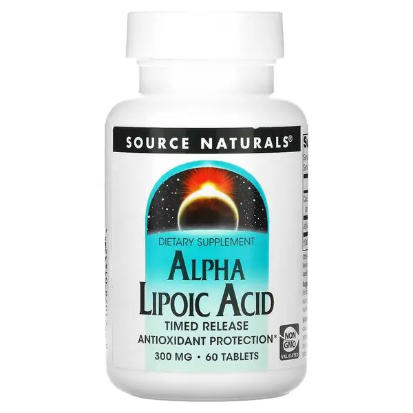 SOURCE NATURALS Alpha-lipoic Acid 300mg Timed Release 60 Tablets - One-color