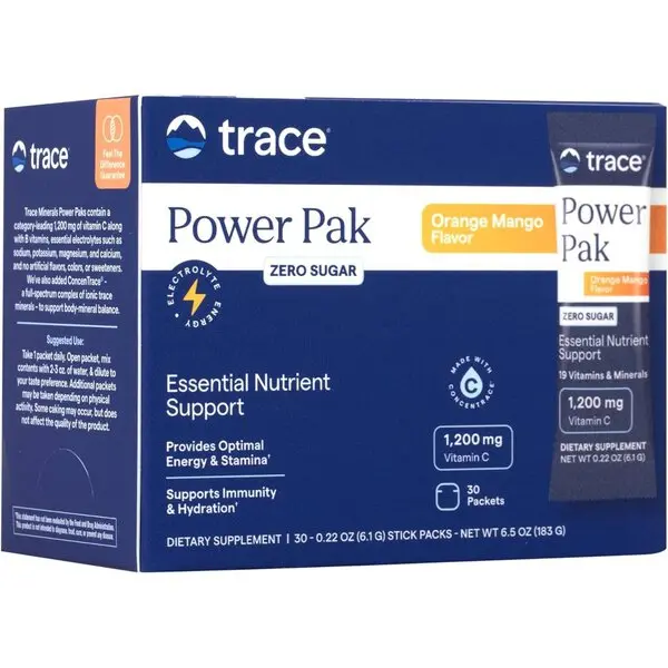 TRACE MINERALS Electrolyte Stamina Power Pak Sugar Free Non-gmo Orange Mango 30 Packets - One-color
