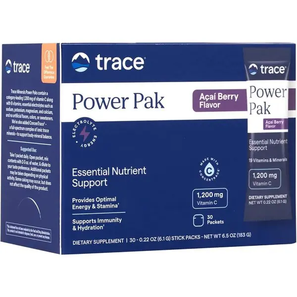 BEAUTIFIEDYOU Trace Minerals Electrolyte Stamina Power Pak Acai Berry 30 Packets - One-color