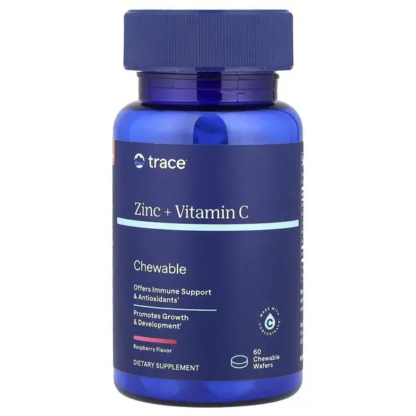 TRACE MINERALS Zinc + Vitamin C Chewable Raspberry 60 Wafers - One-color