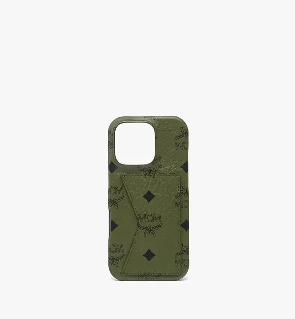 Mcm Iphone 16 Pro Case In Visetos - Khaki Moss