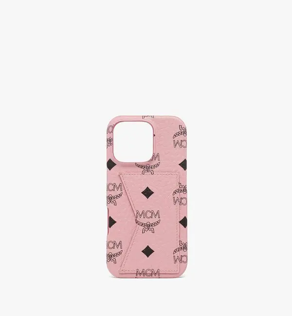 Mcm Iphone 16 Pro Case In Visetos - Soft Pink