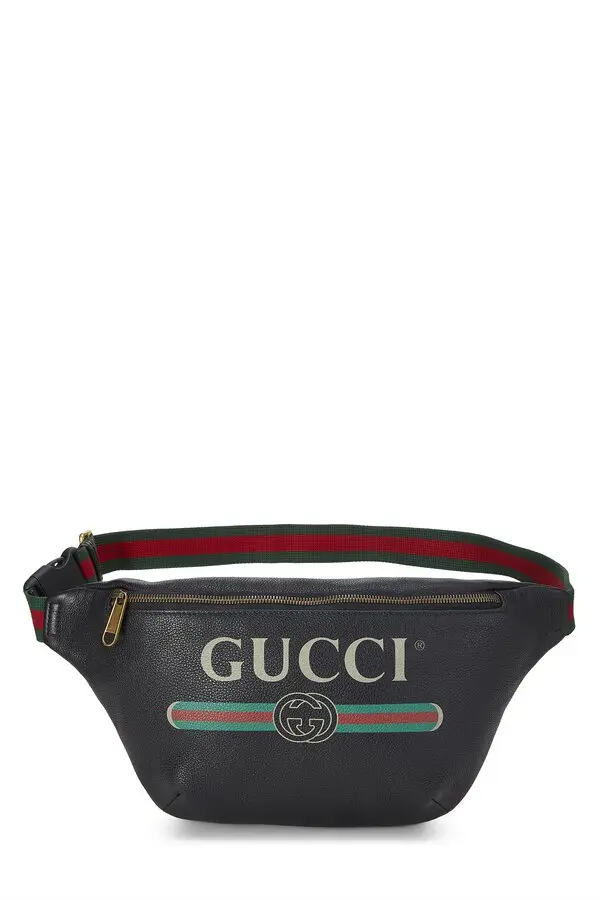 Gucci Leather Logo Printed Belt Bag - Black