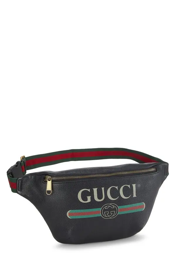 Gucci Leather Logo Printed Belt Bag - Black