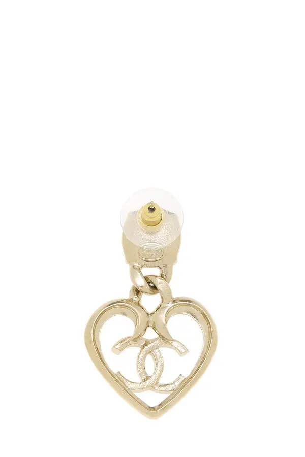 Chanel Cc Dangle Heart Earrings