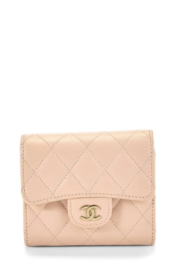 Chanel Caviar Classic Flap Compact Wallet - Pink