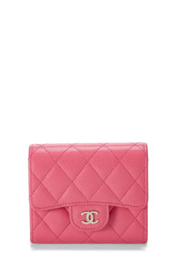 Chanel Caviar Classic Flap Compact Wallet - Pink