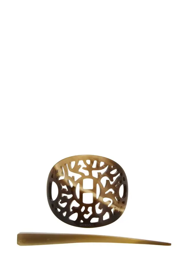 HERMES Buffalo Horn Rocaille Hairpin Brown Autre Marque HERMES Rocaille Hairpin Hair Accessory Buffalo  main image 4