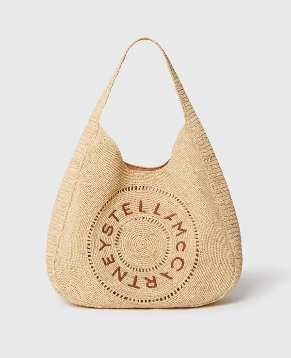 Stella McCartney Large Logo Crochet Raffia Hobo Bag