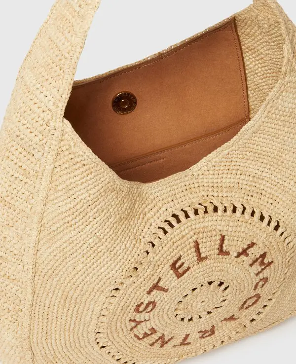 Stella McCartney Large Logo Crochet Raffia Hobo Bag