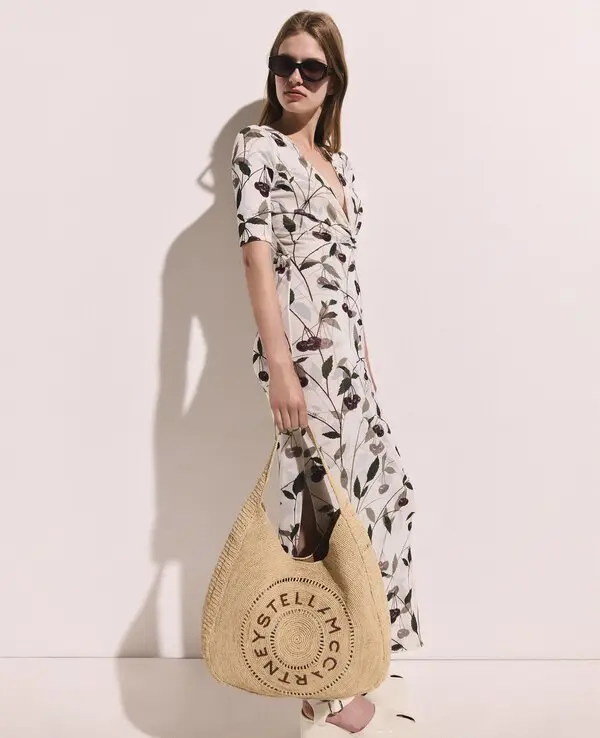 Stella McCartney Logo Raffia Slouchy Large Tote Bag