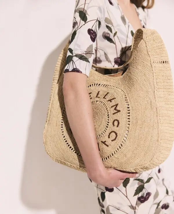 Stella McCartney Logo Raffia Slouchy Large Tote Bag