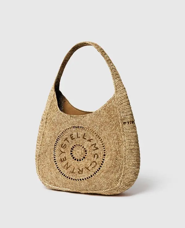 Stella McCartney Logo Crochet Raffia Hobo Bag