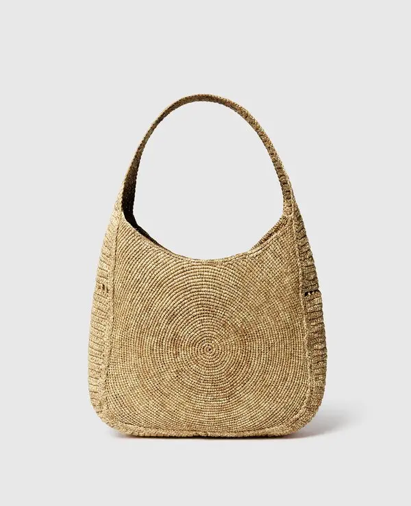 Stella McCartney Logo Crochet Raffia Hobo Bag
