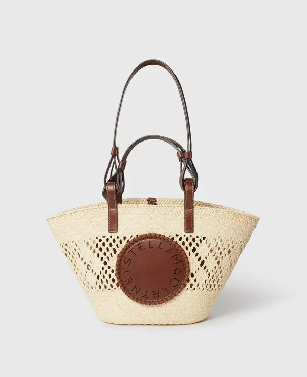 Stella McCartney Logo Raffia Crochet Medium Tote - Natural
