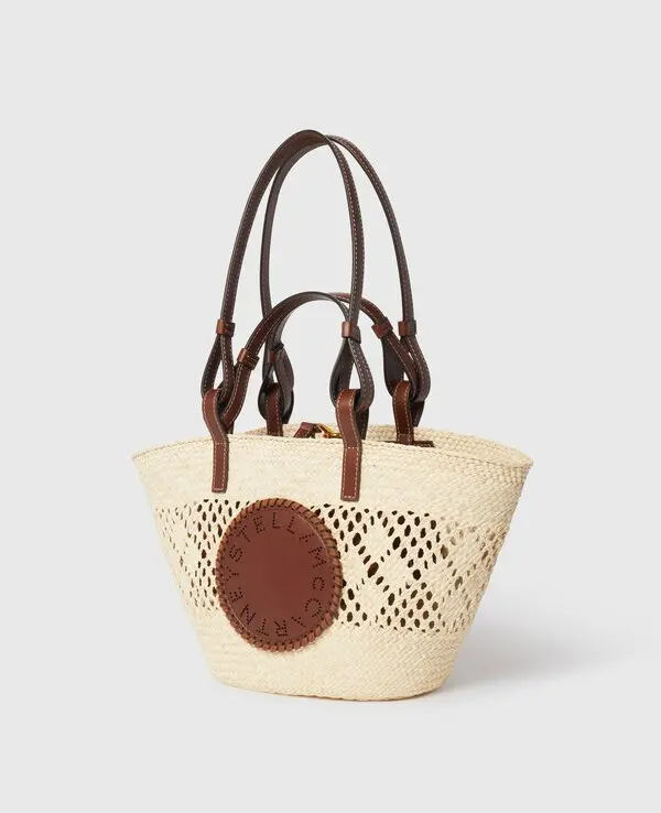 Stella McCartney Logo Raffia Crochet Tote Bag - Natural