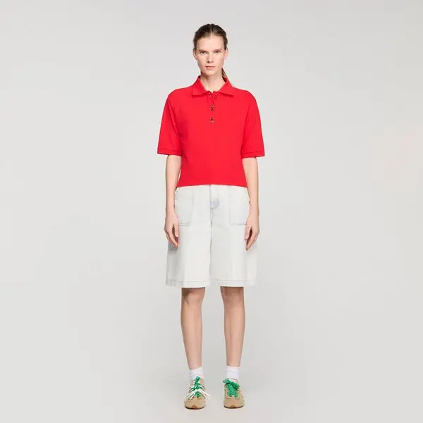 Sandro Polo Shirt With Embroidery