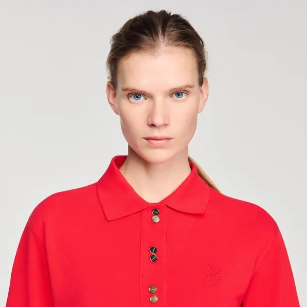 Sandro Polo Shirt With Embroidery