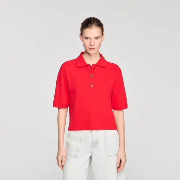 Sandro Polo Shirt With Embroidery