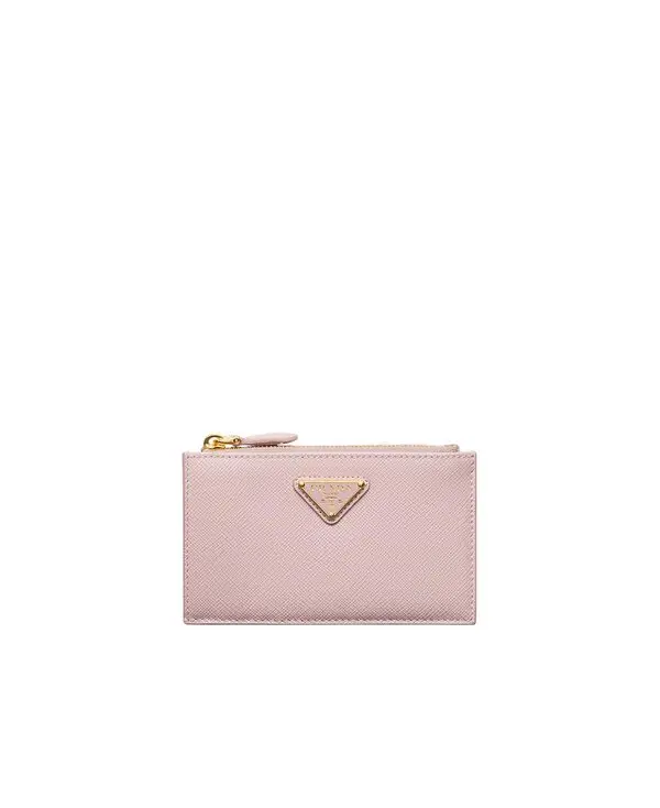 Prada Saffiano Leather Card Holder - Pink