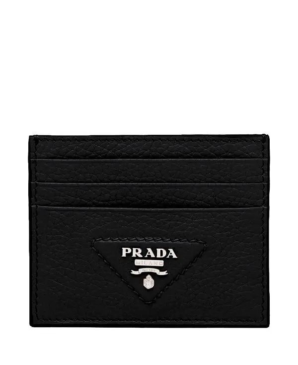 Prada Leather Card Holder - Black/white