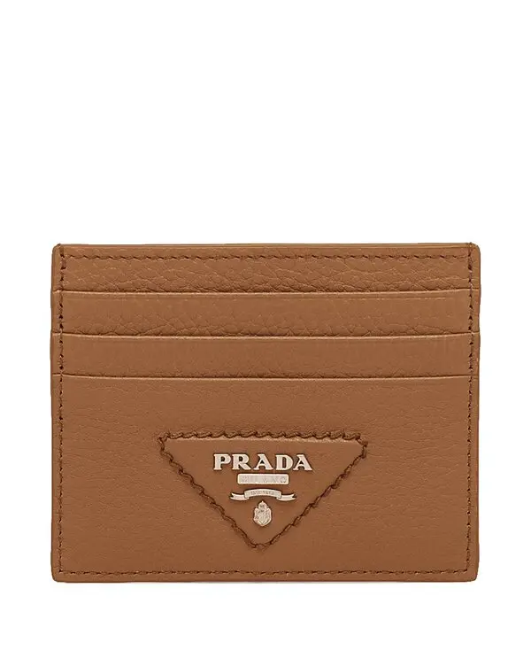 Prada Leather Card Holder - Brown