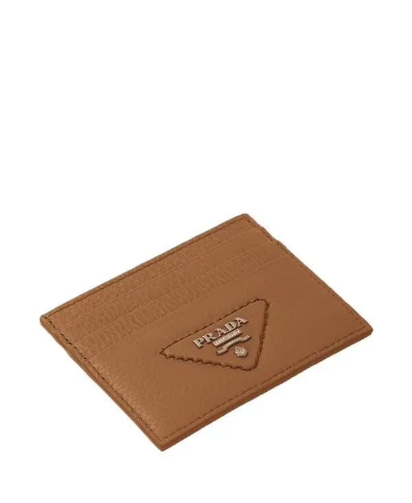 Prada Leather Card Holder - Brown