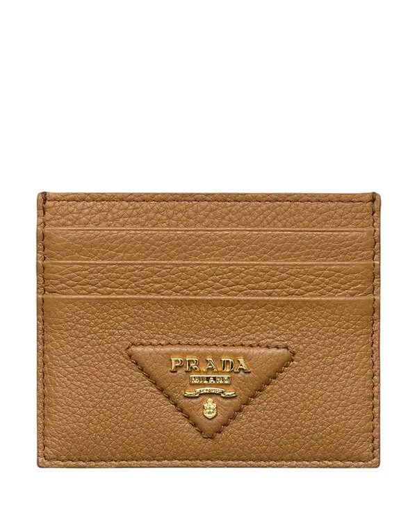 Prada Leather Card Holder - Caramel