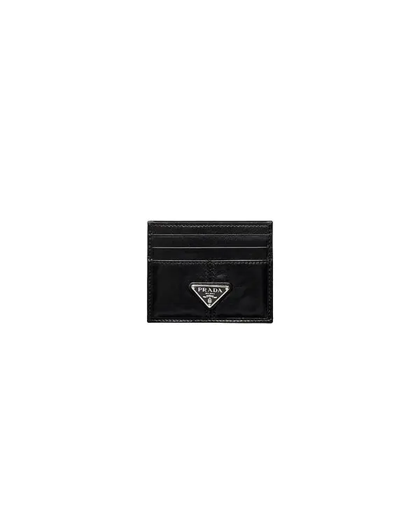 Prada Leather Card Holder - Dark Black