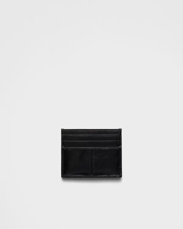Prada Leather Card Holder - Dark Black