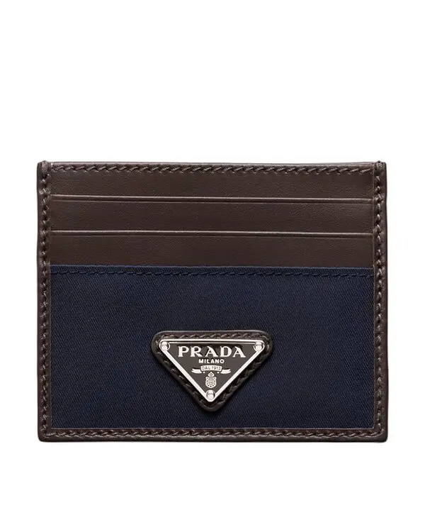 Prada Leather Card Holder - Dark Brown