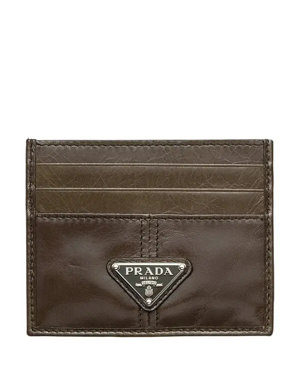 Prada Leather Card Holder - Green