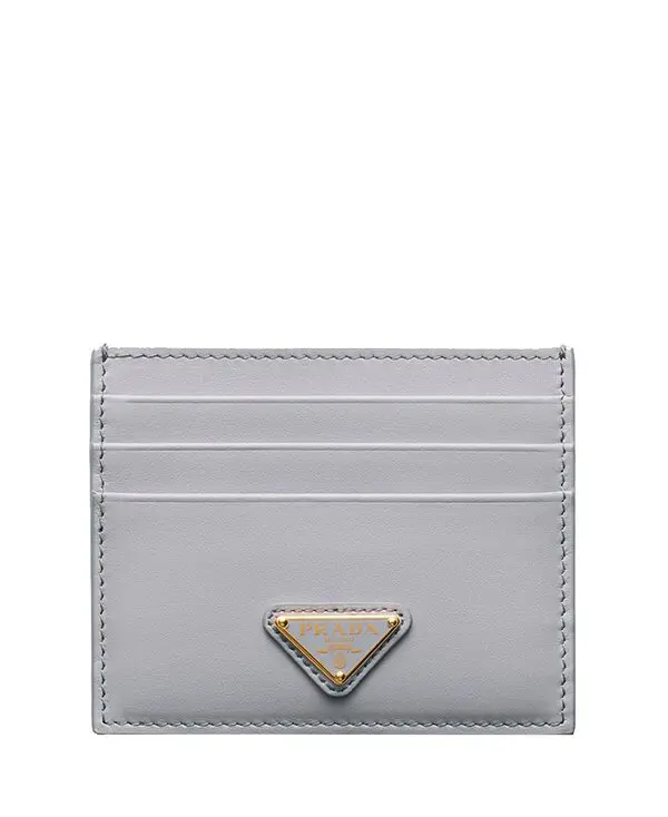Prada Leather Card Holder - Grey
