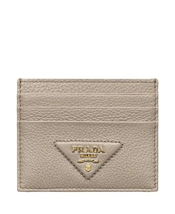 Prada Leather Card Holder - Grey