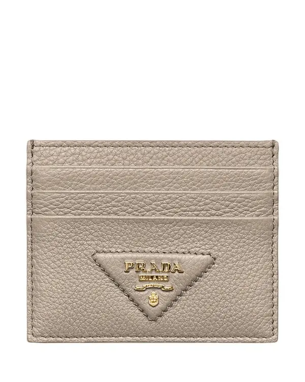 Prada Leather Card Holder - Grey