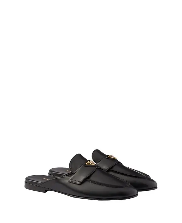 Prada Leather Slippers - Black