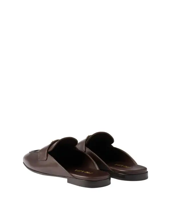 Prada Leather Slippers - Brown
