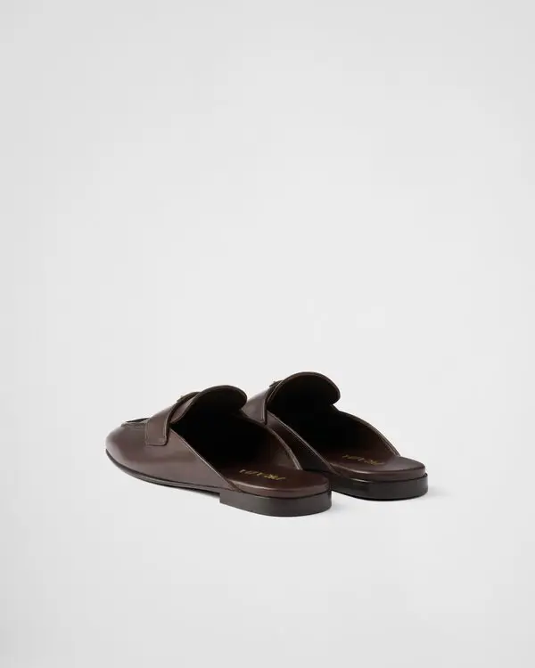 Prada Leather Slippers - Brown