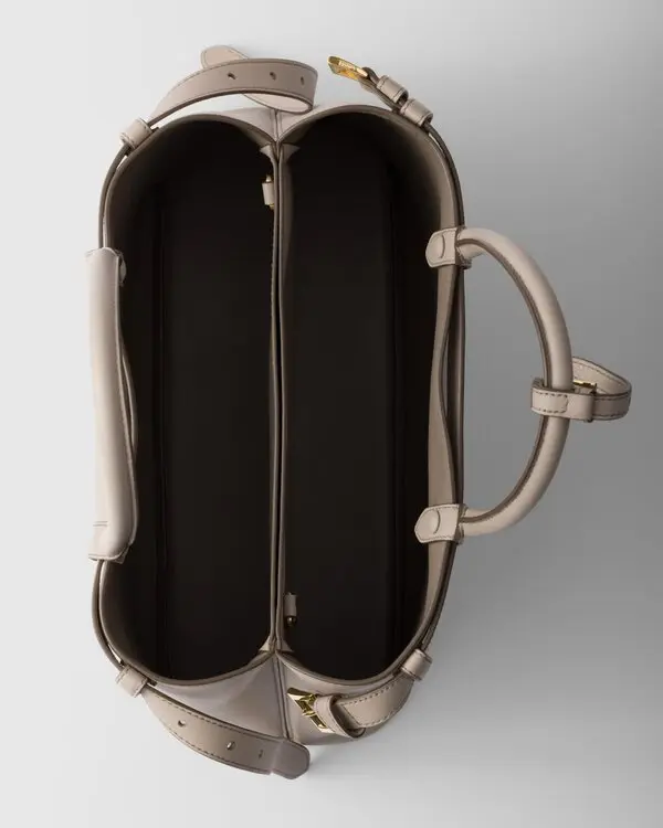 Prada Buckle Medium Leather Handbag - Grey