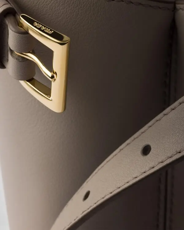 Prada Buckle Medium Leather Handbag - Grey